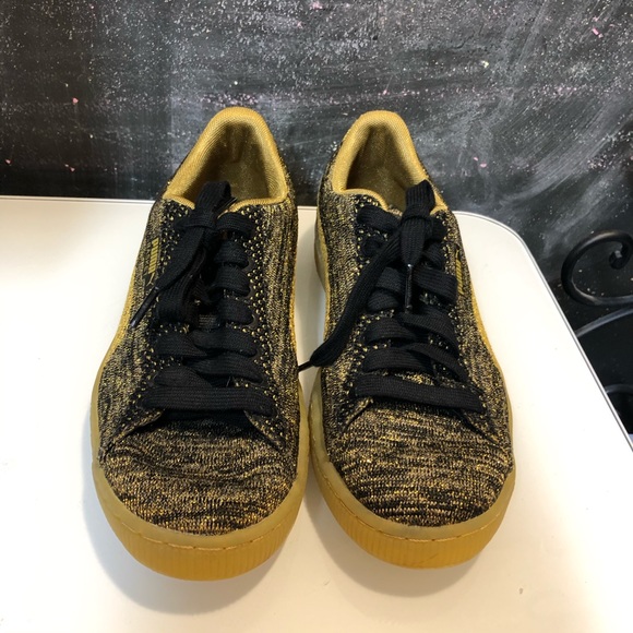 Puma | Shoes | Puma Metallic Gold Puma Basket Mens | Poshmark